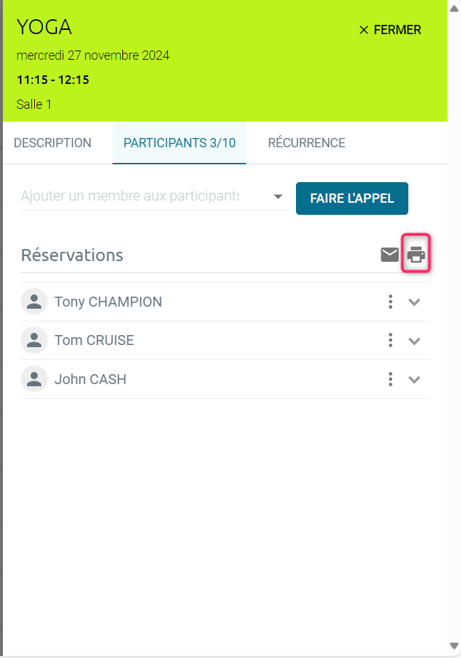 Comment imprimer la liste des participants inscrits au planning ...